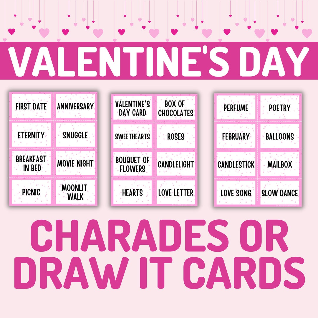 Valentine's Day Charades or Draw It Cards | Instant Digital Download ...