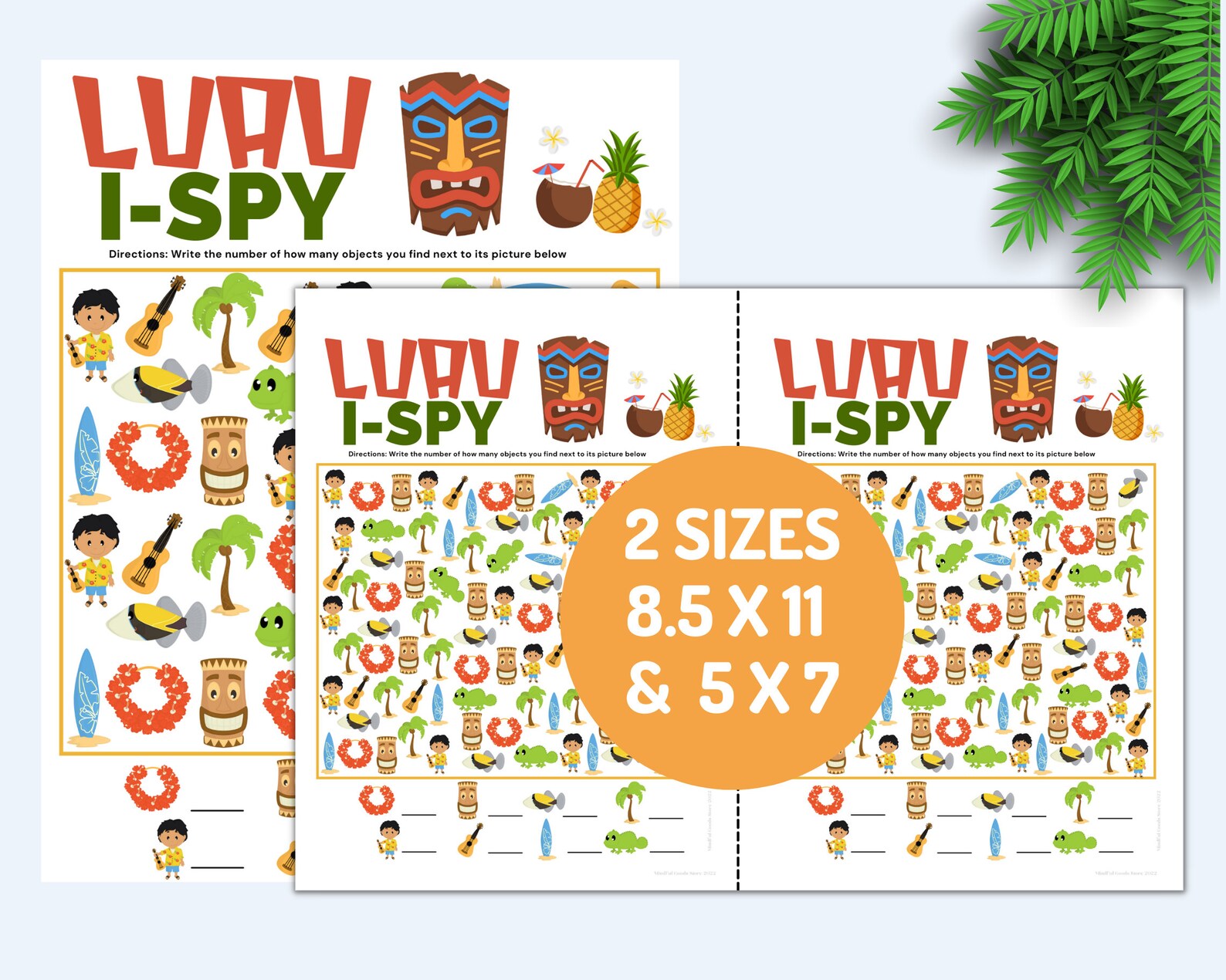 Luau Party I Spy Game: Printable Birthday Activity (digital Download ...