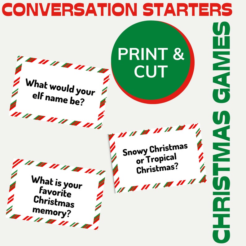 Christmas Conversation Starters | Ice Breaker | Christmas Party Games ...