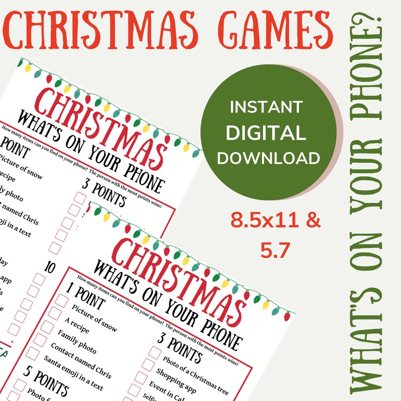 Christmas 'what's on Your Phone' Game: Printable Holiday Fun (digital ...