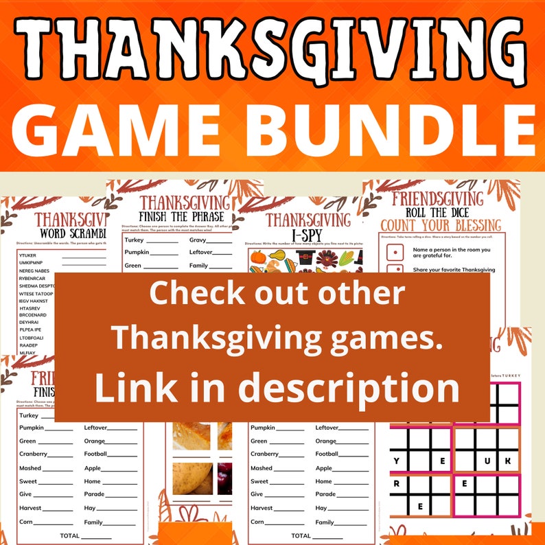 Thanksgiving Roll the Dice Game: Printable Party Activity (digital ...