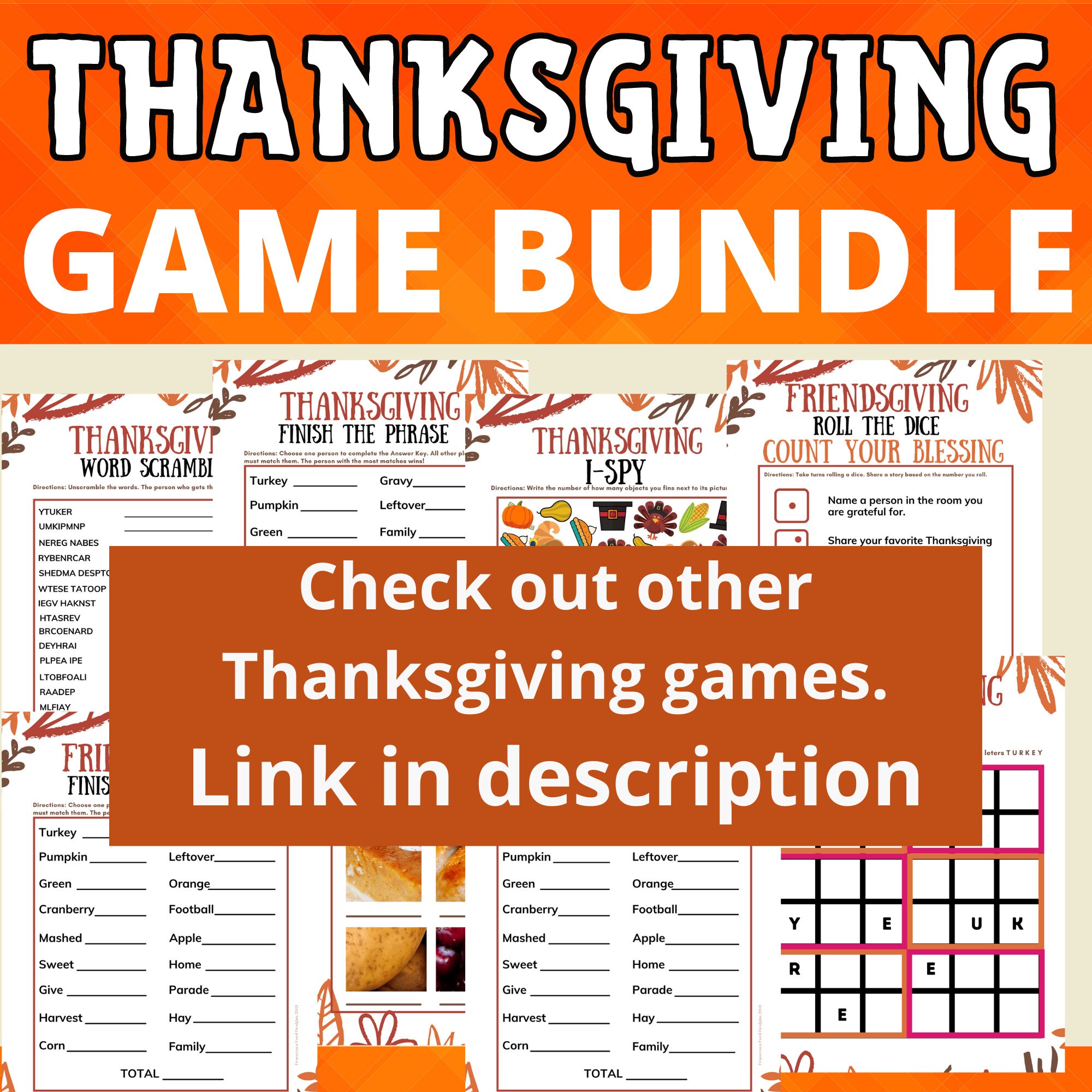 Thanksgiving Roll the Dice Game: Printable Party Activity (digital ...