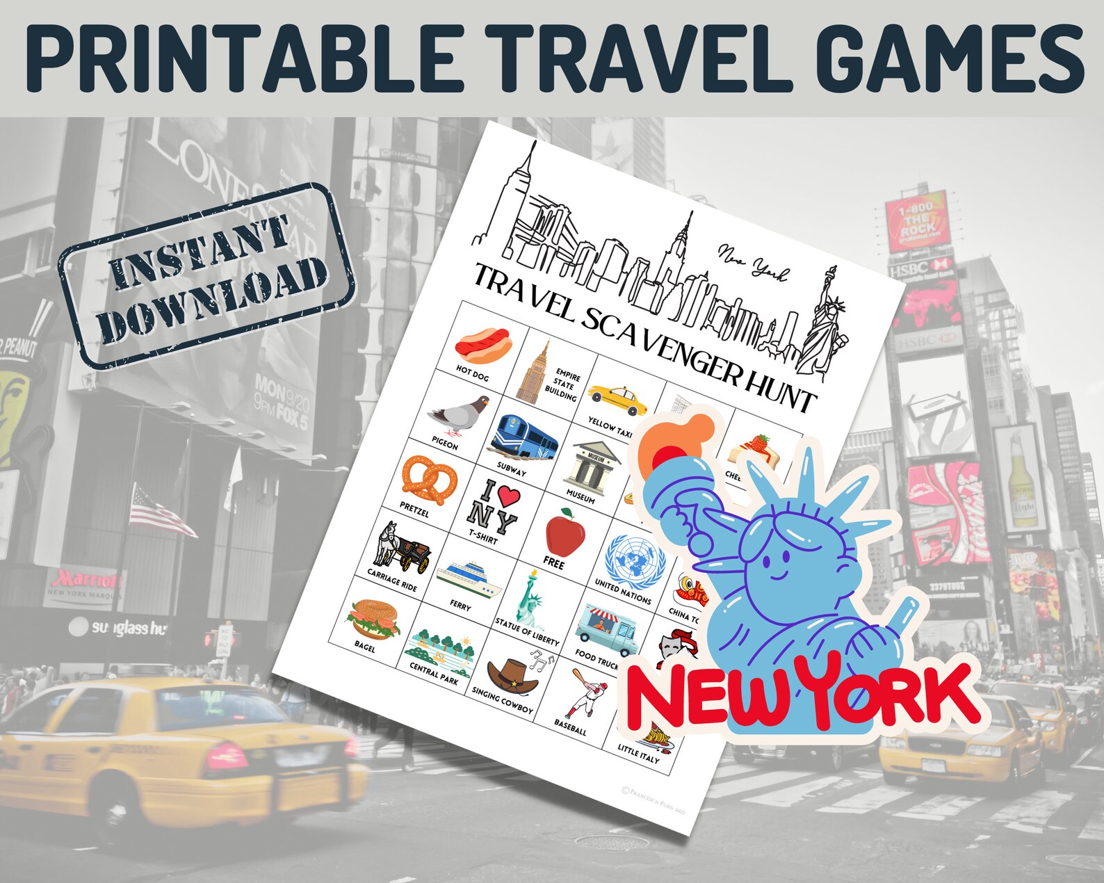 New York City Travel Scavenger Hunt Kids & Adult Games - Etsy