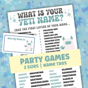 What is Your Yeti Name, Kids & Adults, Birthday Party Activities ...