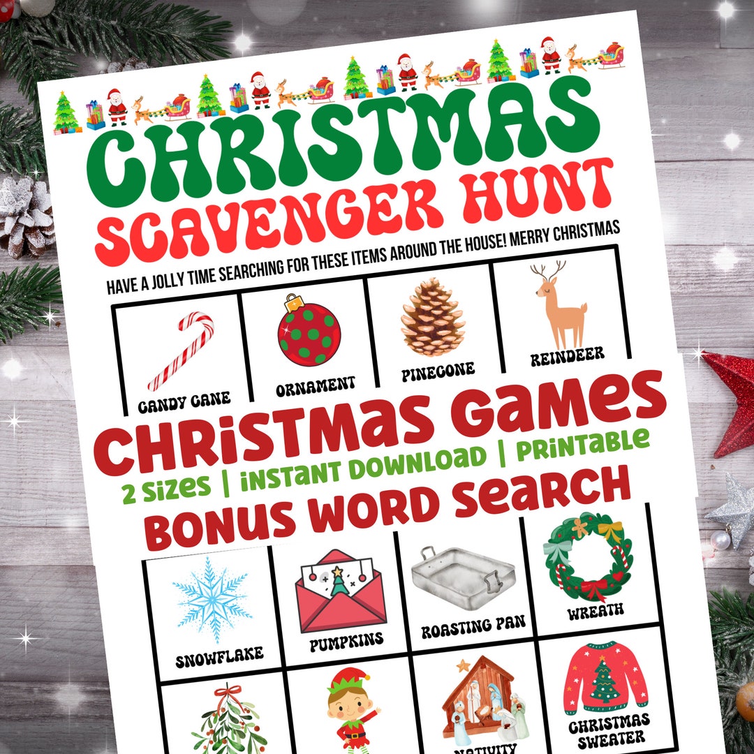 Christmas Scavenger Hunt, Kids & Adults, Holiday Party Activities ...