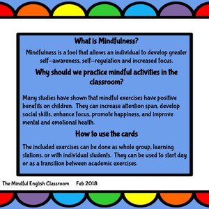 Mindfulness Activity Cards: One-minute Games (digital Download) - Etsy