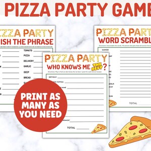 Pizza Party Games Bundle: 12 Printable Activities (instant Download) - Etsy