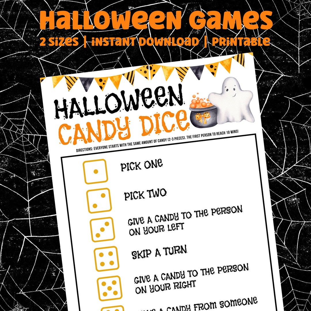 Halloween Candy Dice Game: Printable Party Activity (digital Download ...