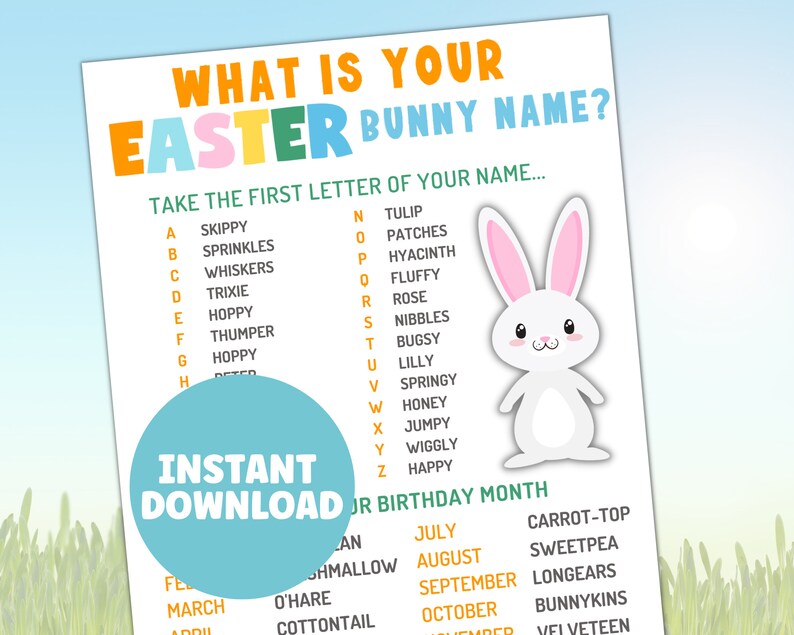 Easter Games, Easter Bunny Name Generator, Easter Activities, Instant ...