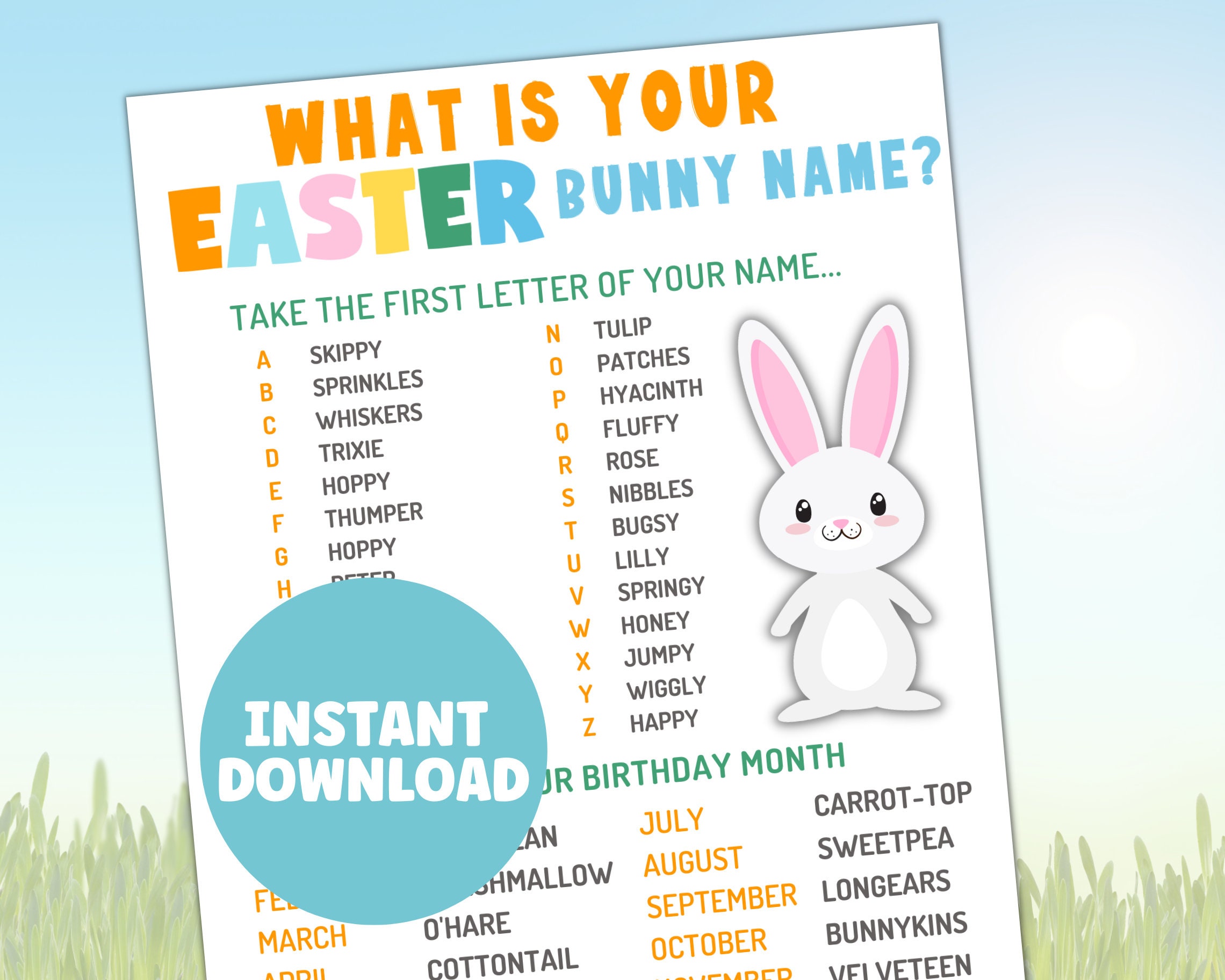 Easter Games, Easter Bunny Name Generator, Easter Activities, Instant ...