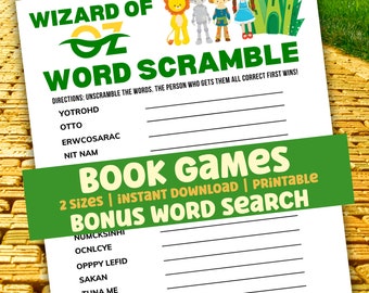 Wizard of Oz Game Bundle, Printable Party Games, Instant Download, Book ...