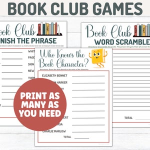 Book Club Game Bundle: Reading Logs, Bingo, Word Search (instant ...
