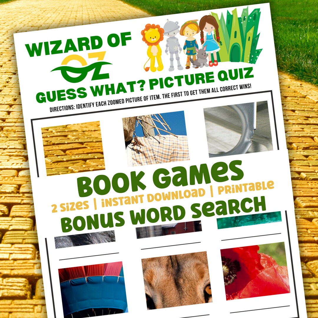 Wizard of Oz Game, Guess What Game, Bookish Printable Party Games ...