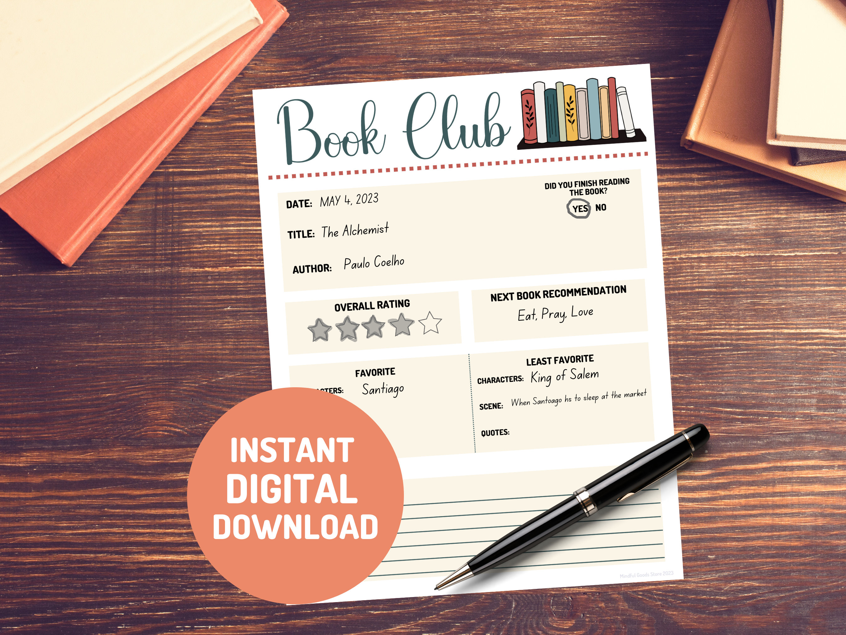 Book Club Book Review, Book Games, Printable Instant Download, Book ...