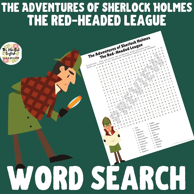 Sherlock Holmes | the Red-headed League | Word Search Puzzle | Digital ...