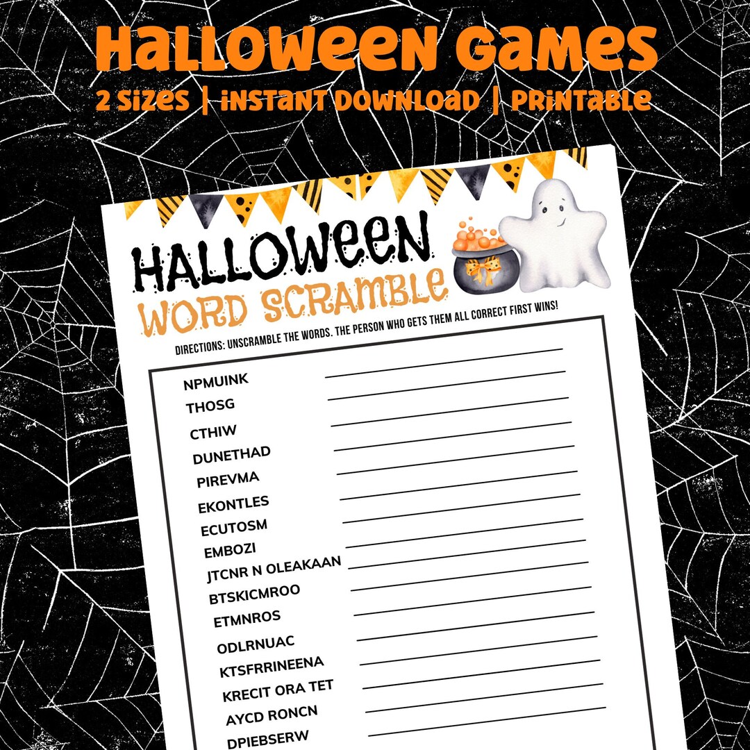 Halloween Party Game, Word Scramble, Kids & Adults, Halloween Party ...