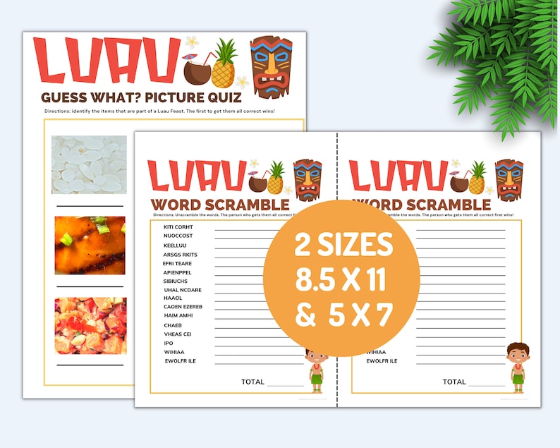 Luau Party Game Bundle: Printable Family Games (instant Download) - Etsy