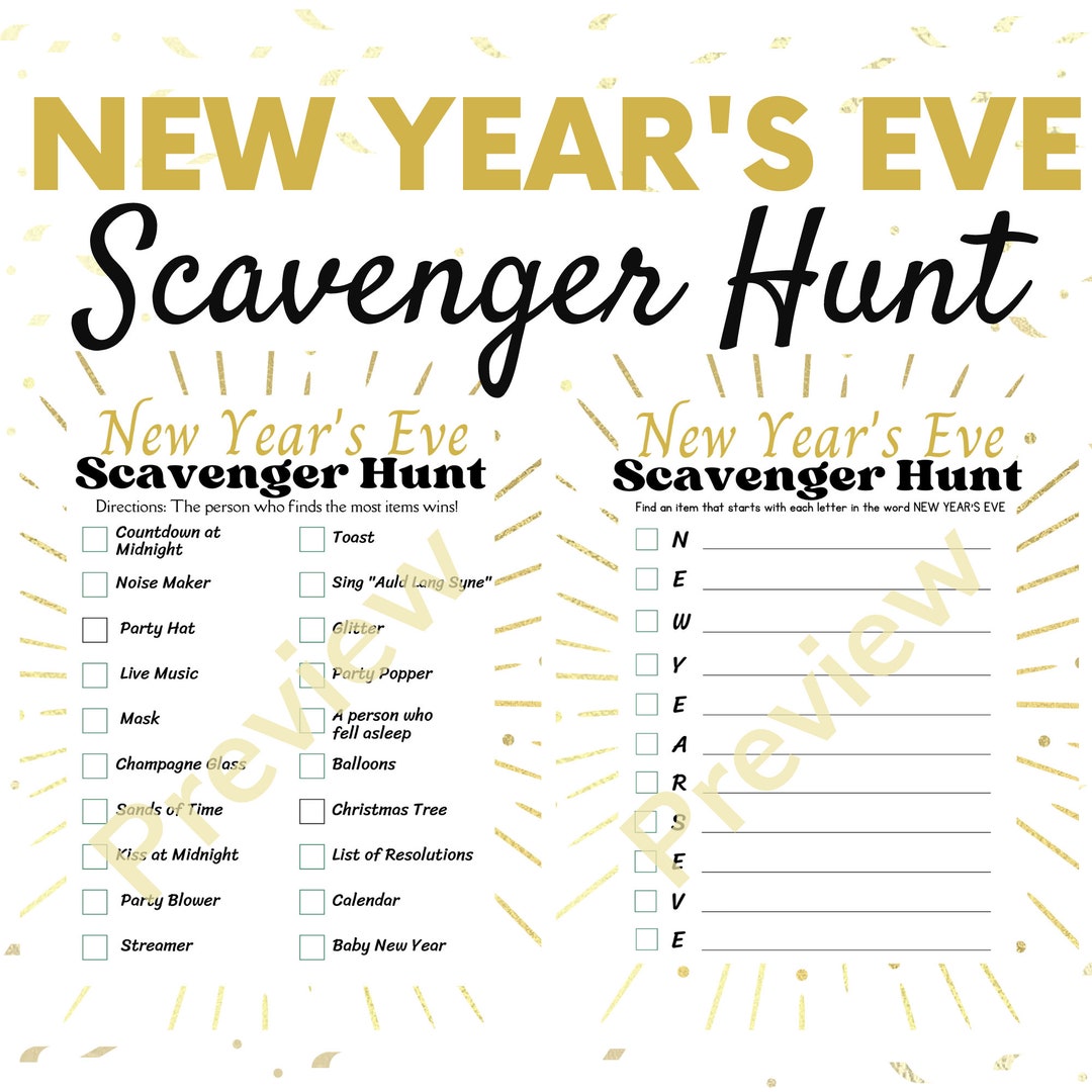 New Year's Eve Scavenger Hunts | Instant Digital Download | Printable ...