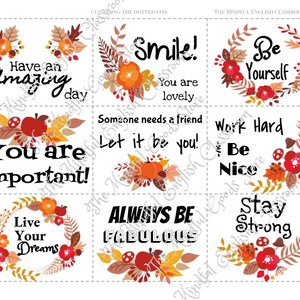 Fall Positive Affirmation Cards: Lunch Box Notes (digital Download) - Etsy