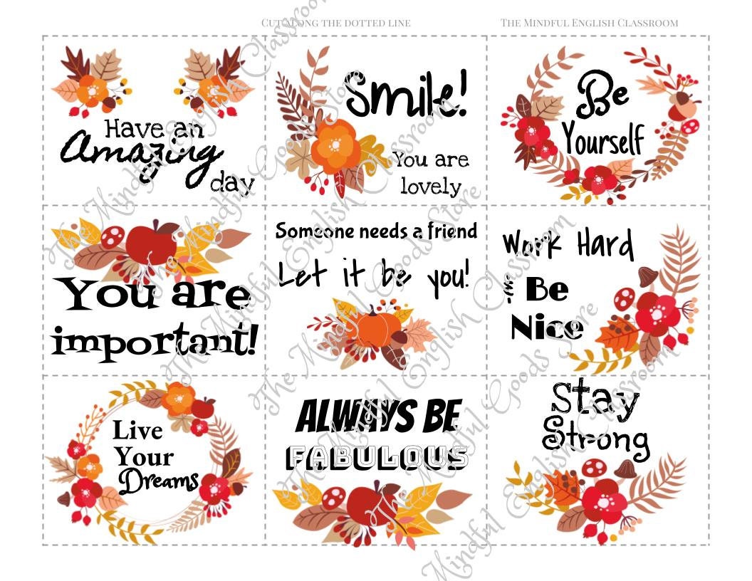 Fall Positive Affirmation Cards: Lunch Box Notes (digital Download) - Etsy