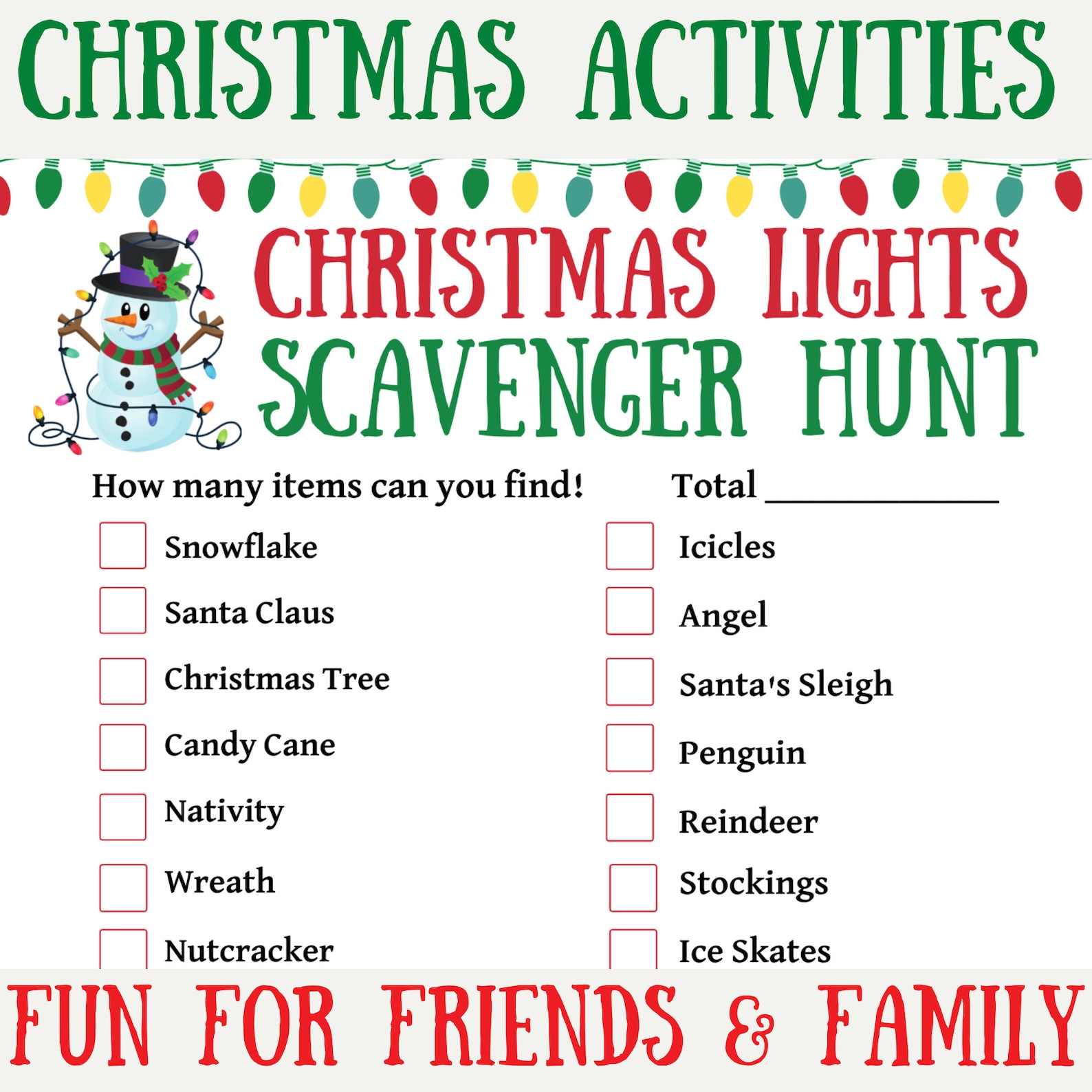 Christmas Lights Scavenger Hunt | Holiday Activities | Fun and Games ...