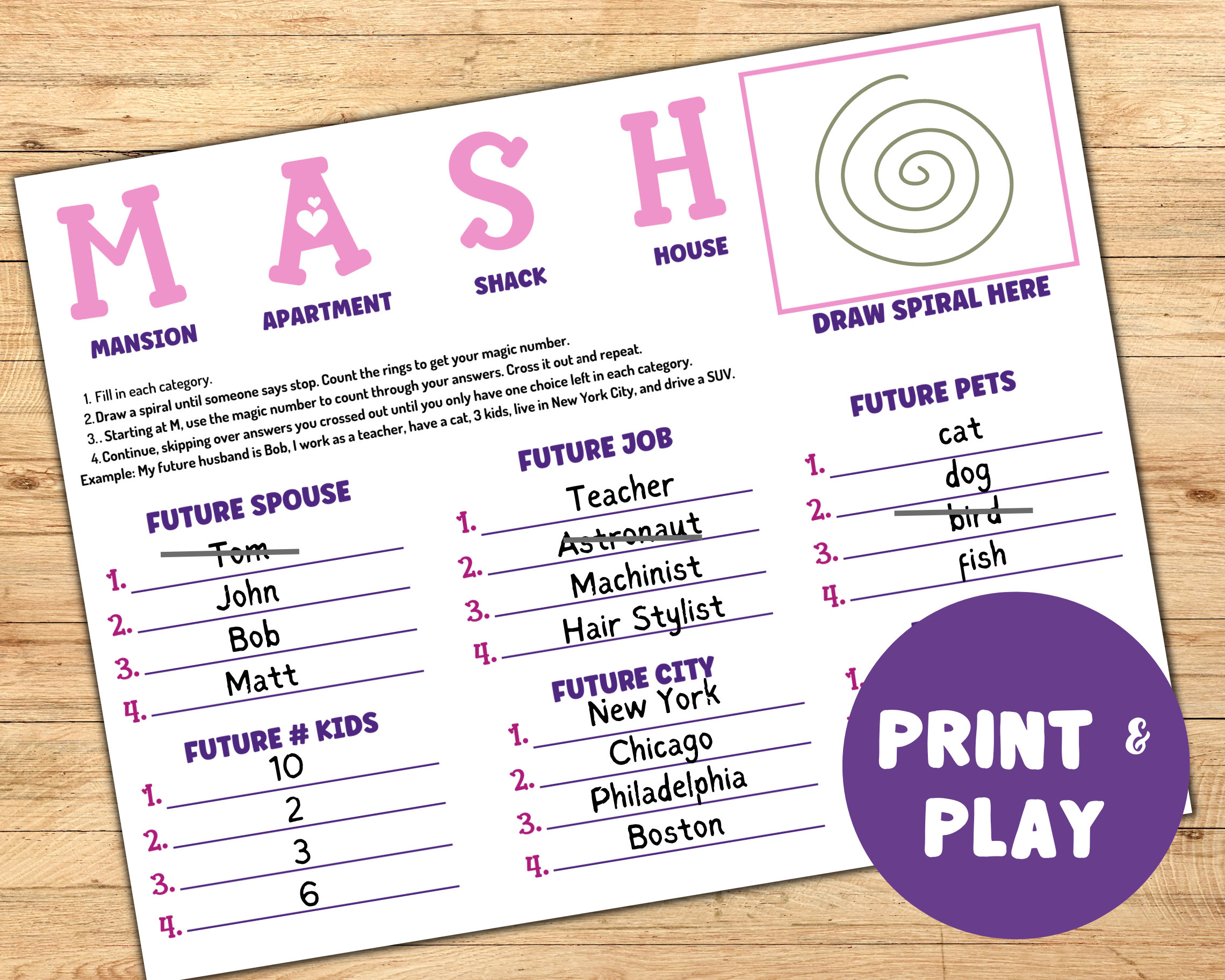 Slumber Party Games Mash Printable Party Game Birthday - Etsy