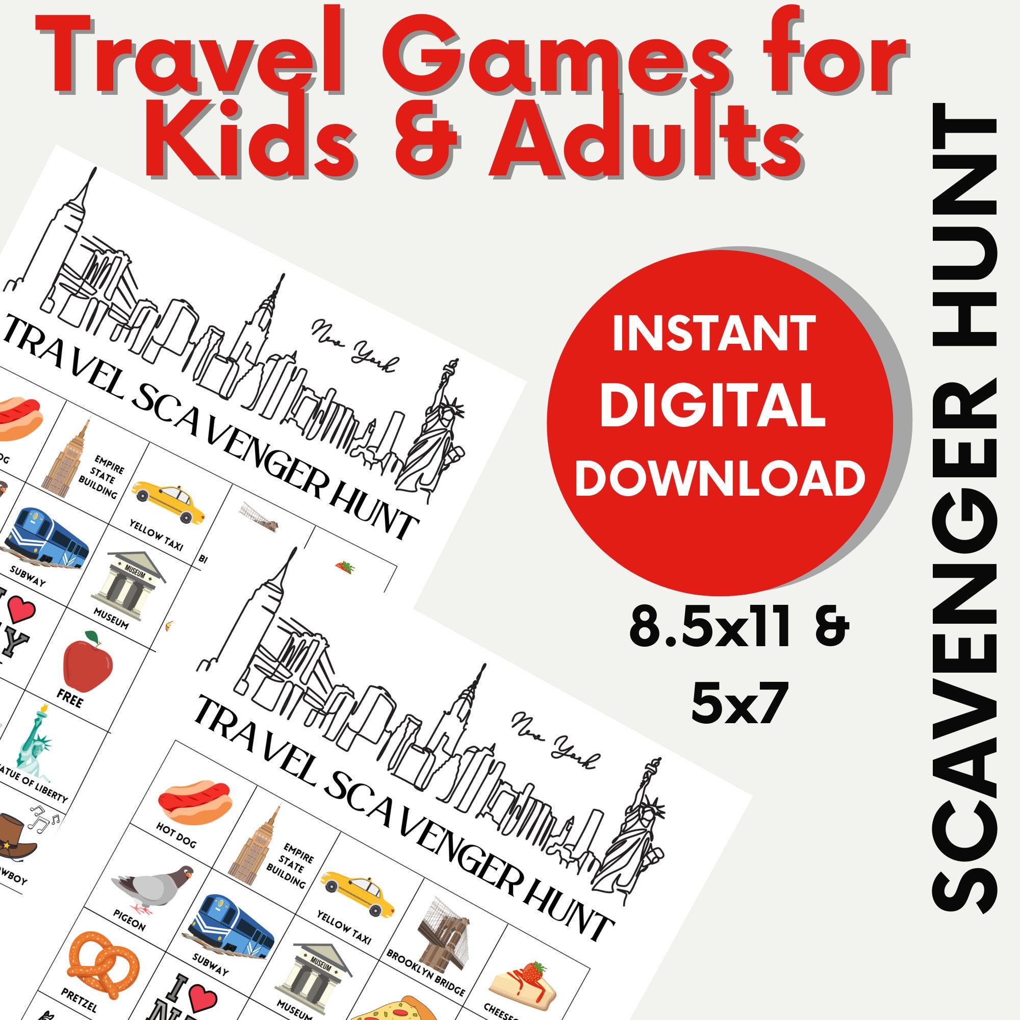 New York City Travel Scavenger Hunt | Kids & Adult Games | Travel Games ...
