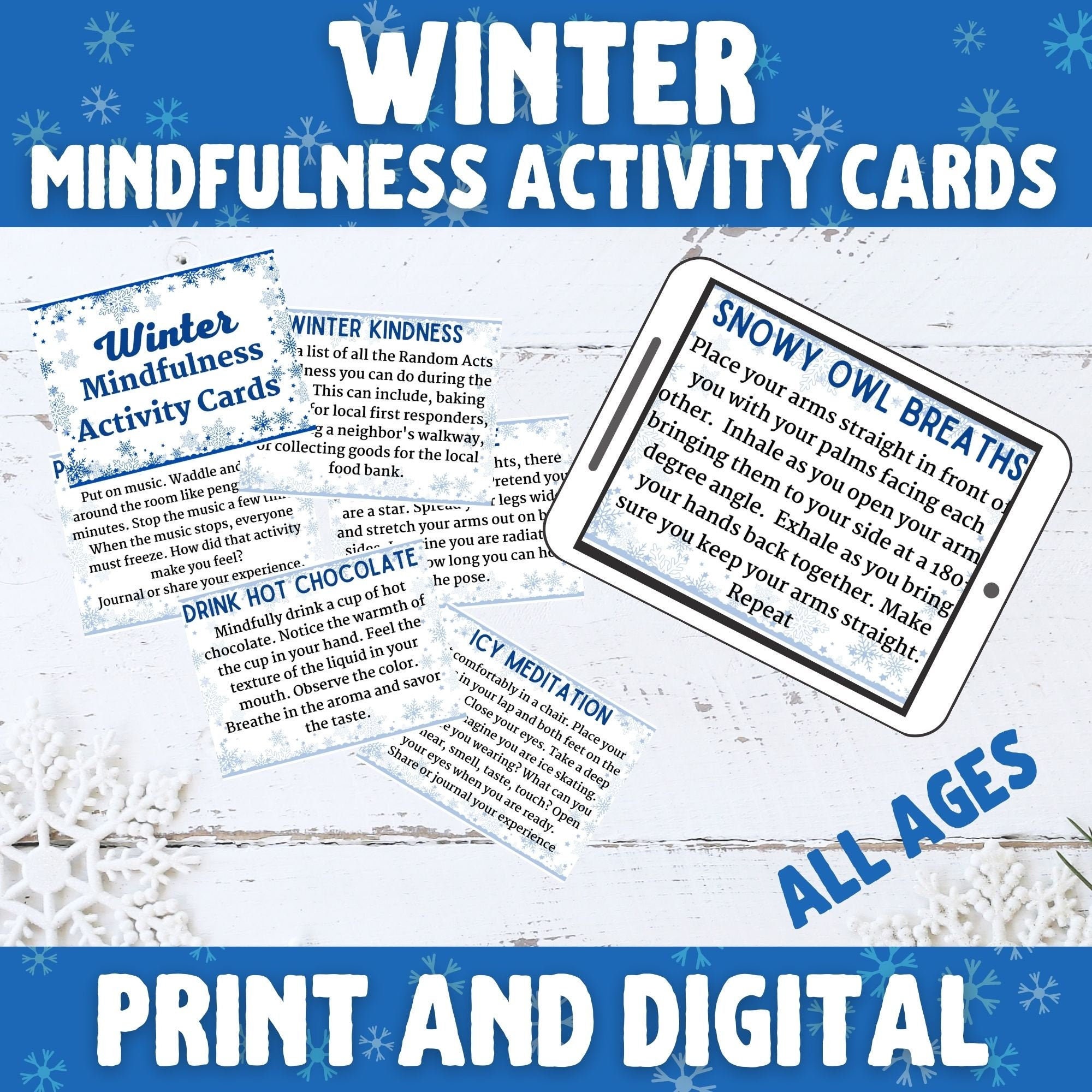 Winter Mindfulness Cards, Printable Activities for All Ages, Gratitude ...