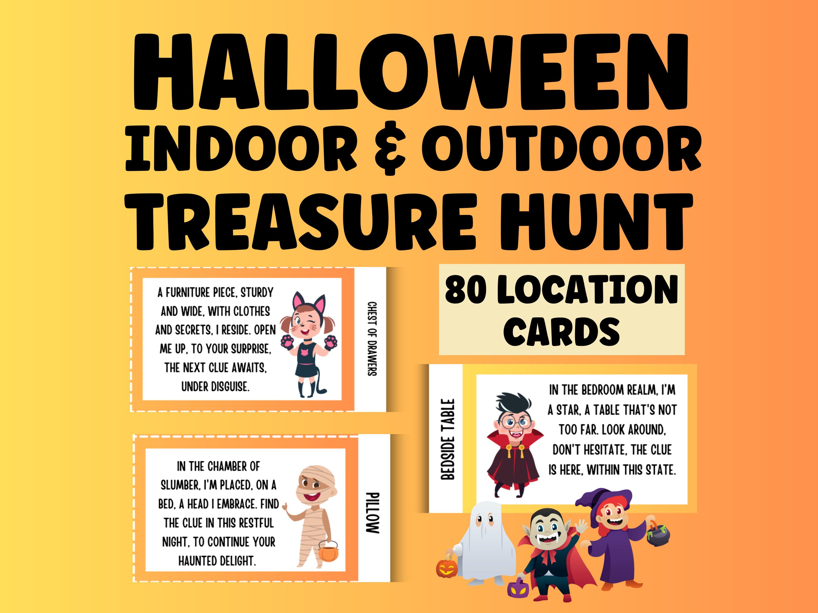 Halloween Treasure Hunt Scavenger Hunt Cards, Indoor & Outdoor Bundle ...