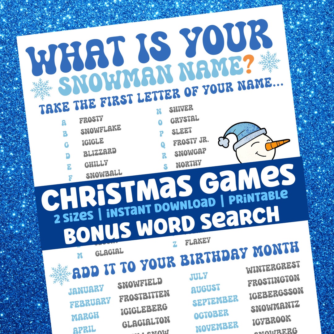 What is Your Snowman Name, Kids & Adults, Holiday Party Activities ...