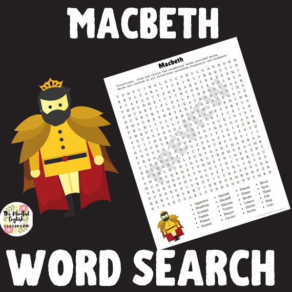 Shakespeare Macbeth Word Search Puzzle Digital Download | Etsy