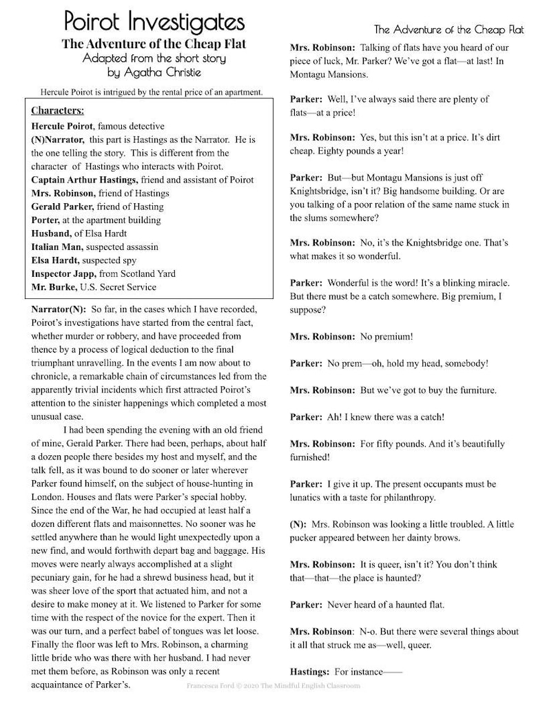 Agatha Christie Reader's Theater Script: the Adventure of the Cheap ...