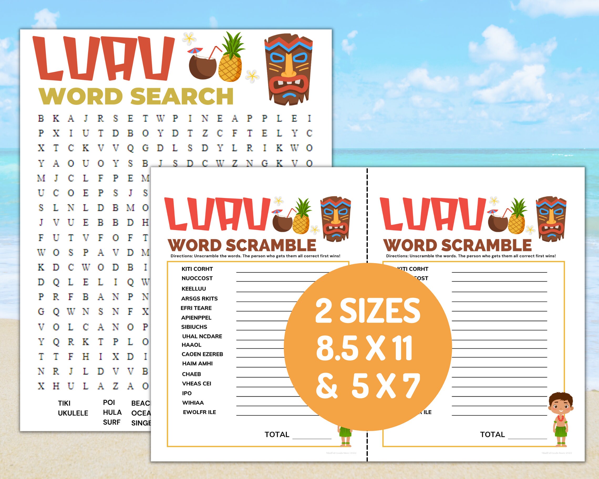 Luau Party Games, Word Search & Scramble, Family Game Night, Office ...