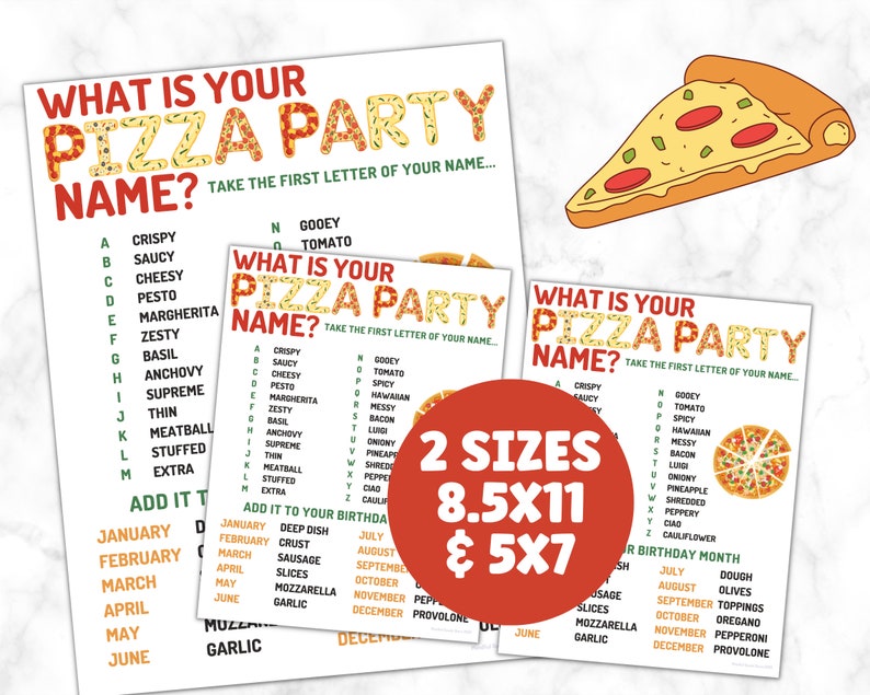 Pizza Party Game Bundle, Pizza Name Game, Printable Party Games ...