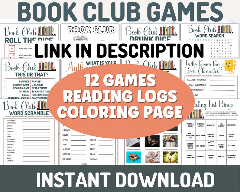 Book Club Word Search & Scramble Games (digital Download) - Etsy