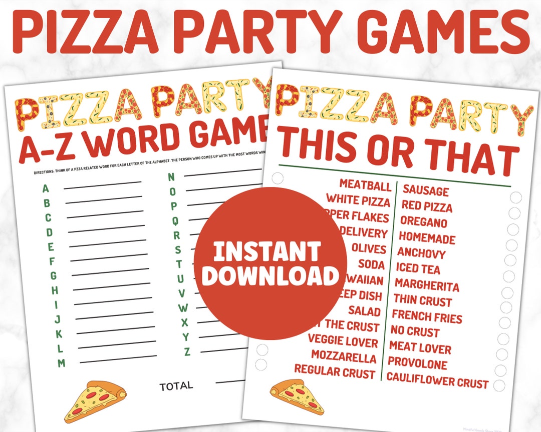 Pizza Party Game Bundle A-Z This or That Printable Party - Etsy