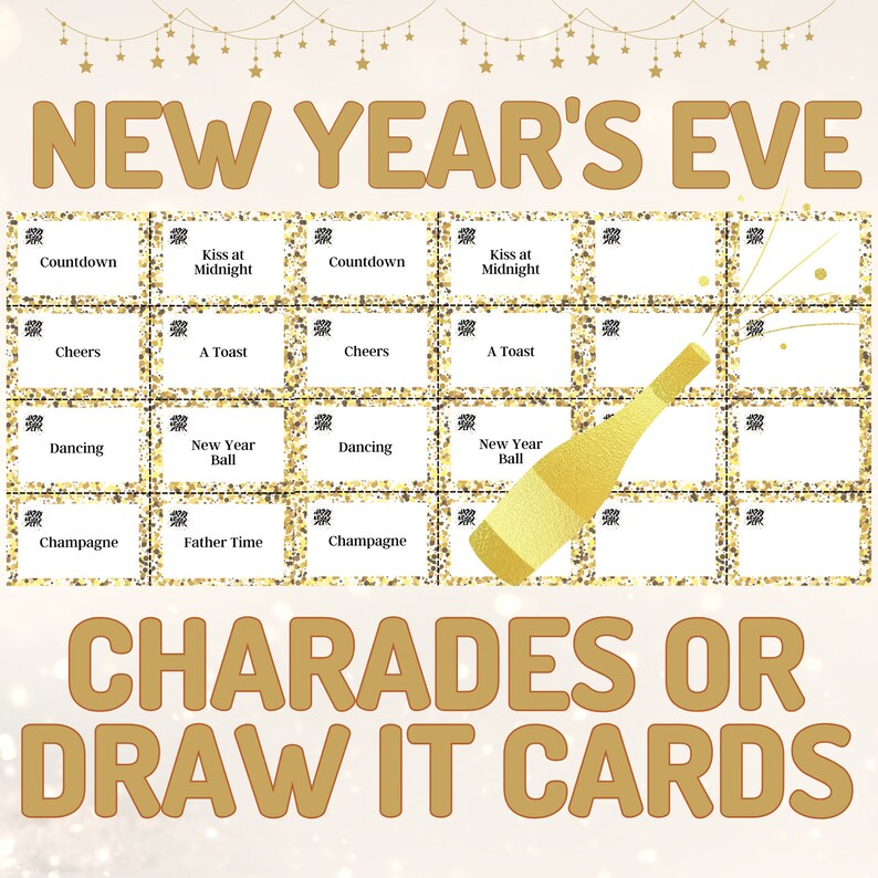 New Year's Eve Charades or Draw It Cards | Instant Digital Download ...