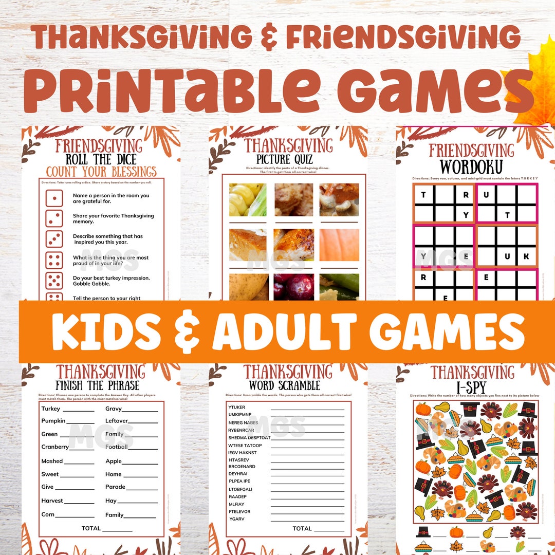 Thanksgiving and Friendsgiving Game Bundle | Family Game Night ...