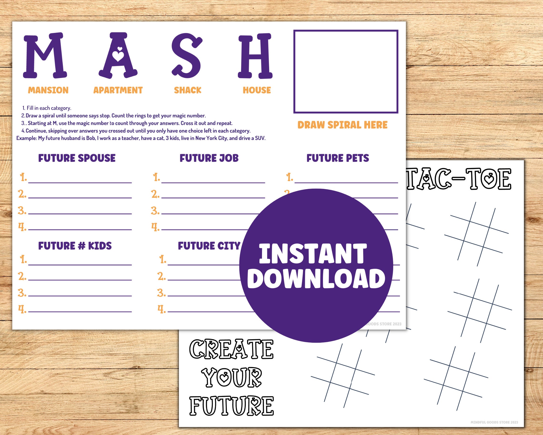 Slumber Party Games, Mash, Printable Party Game, Coloring, Birthday ...