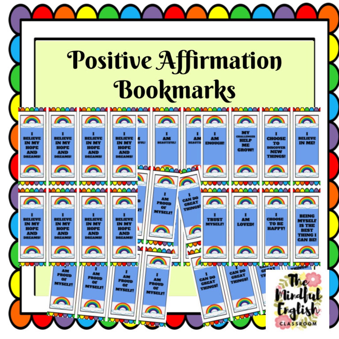 Positive Affirmation Bookmarks. Teacher Resource. Home School. Scouts ...