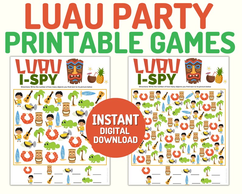 Luau Party Game Bundle: Printable Family Games (instant Download) - Etsy