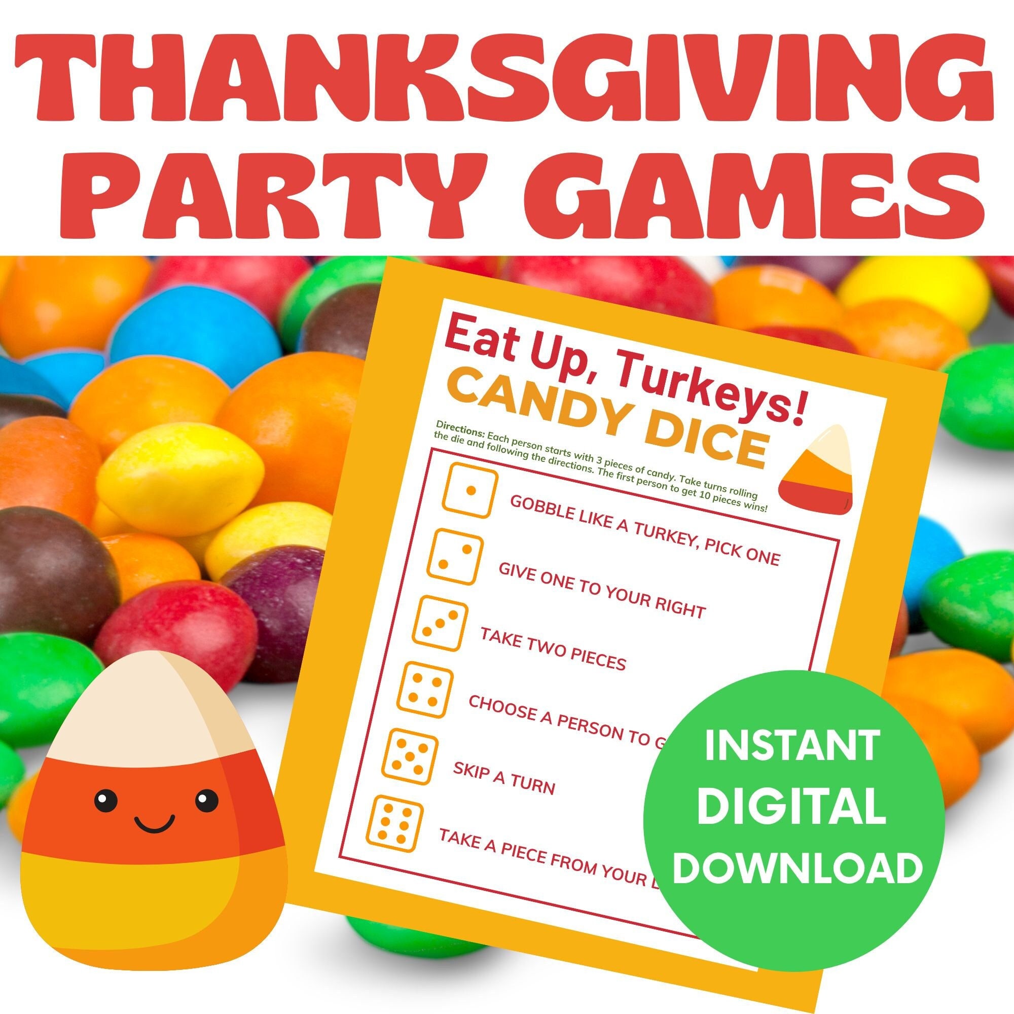 Thanksgiving Candy Dice Game: Printable Party Fun (digital Download) - Etsy
