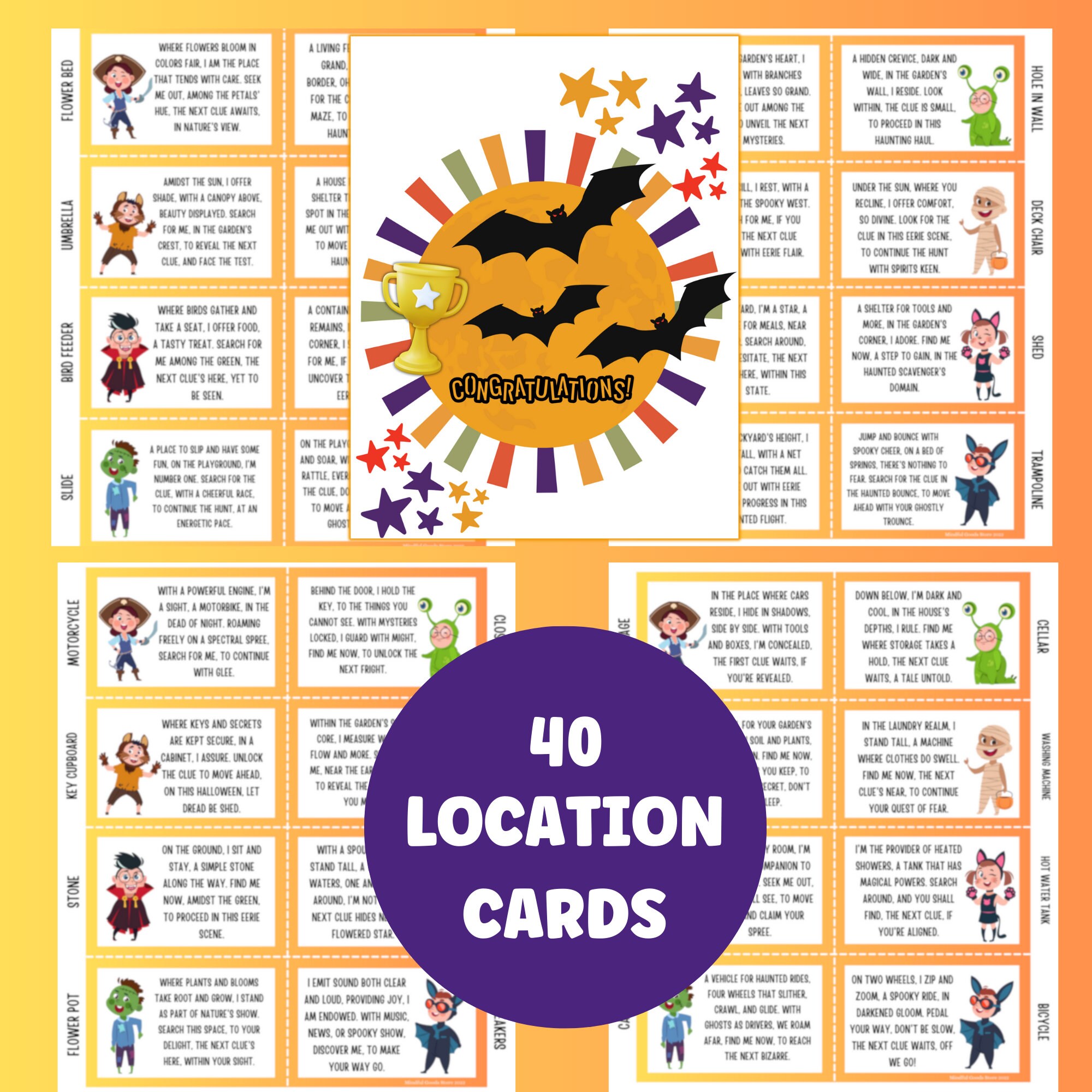 Halloween Candy Hunt, Scavenger Hunt Cards, Indoor & Outdoor Bundle ...