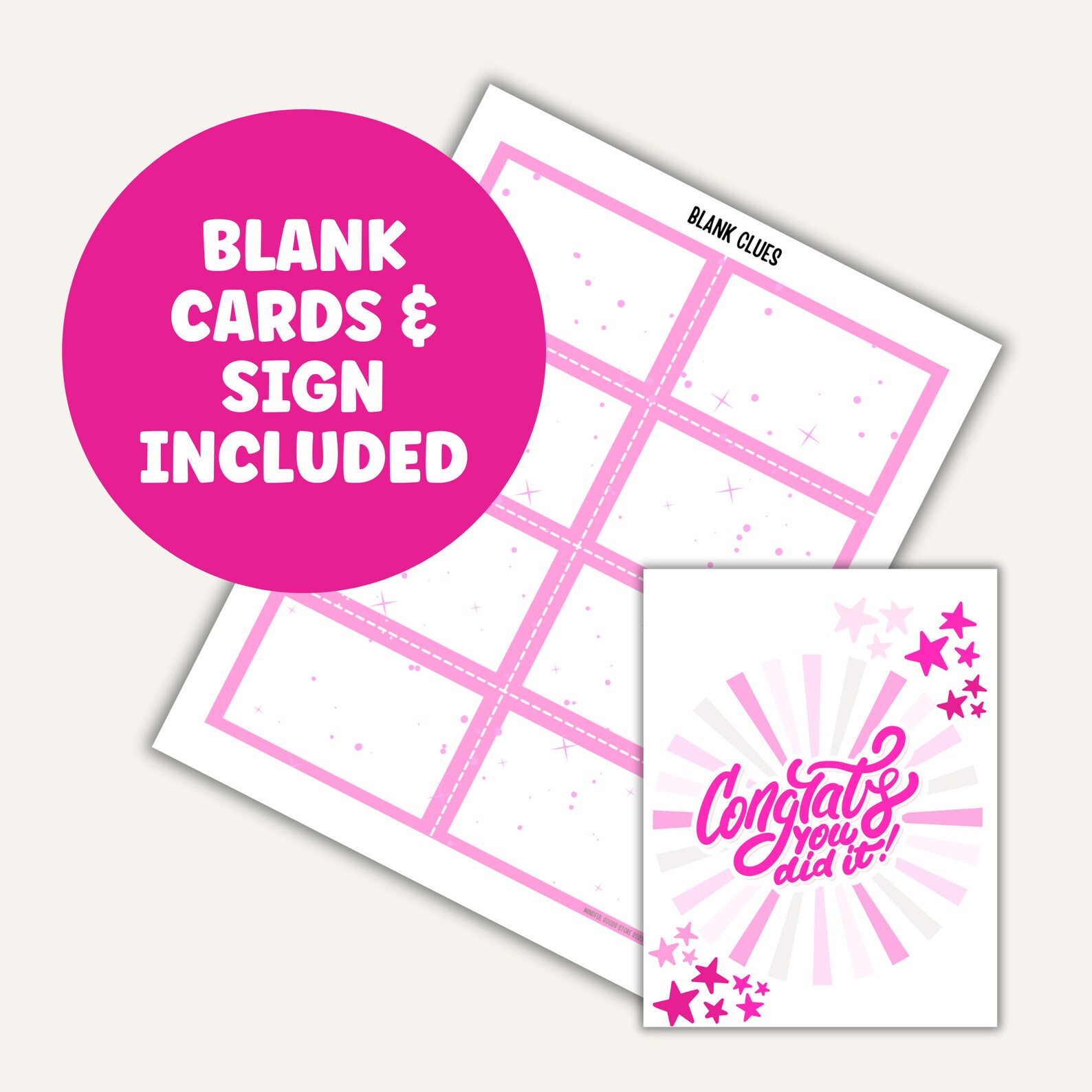 Pink Treasure Hunt, Scavenger Hunt Cards, Indoor, Outdoor, Baby Shower ...