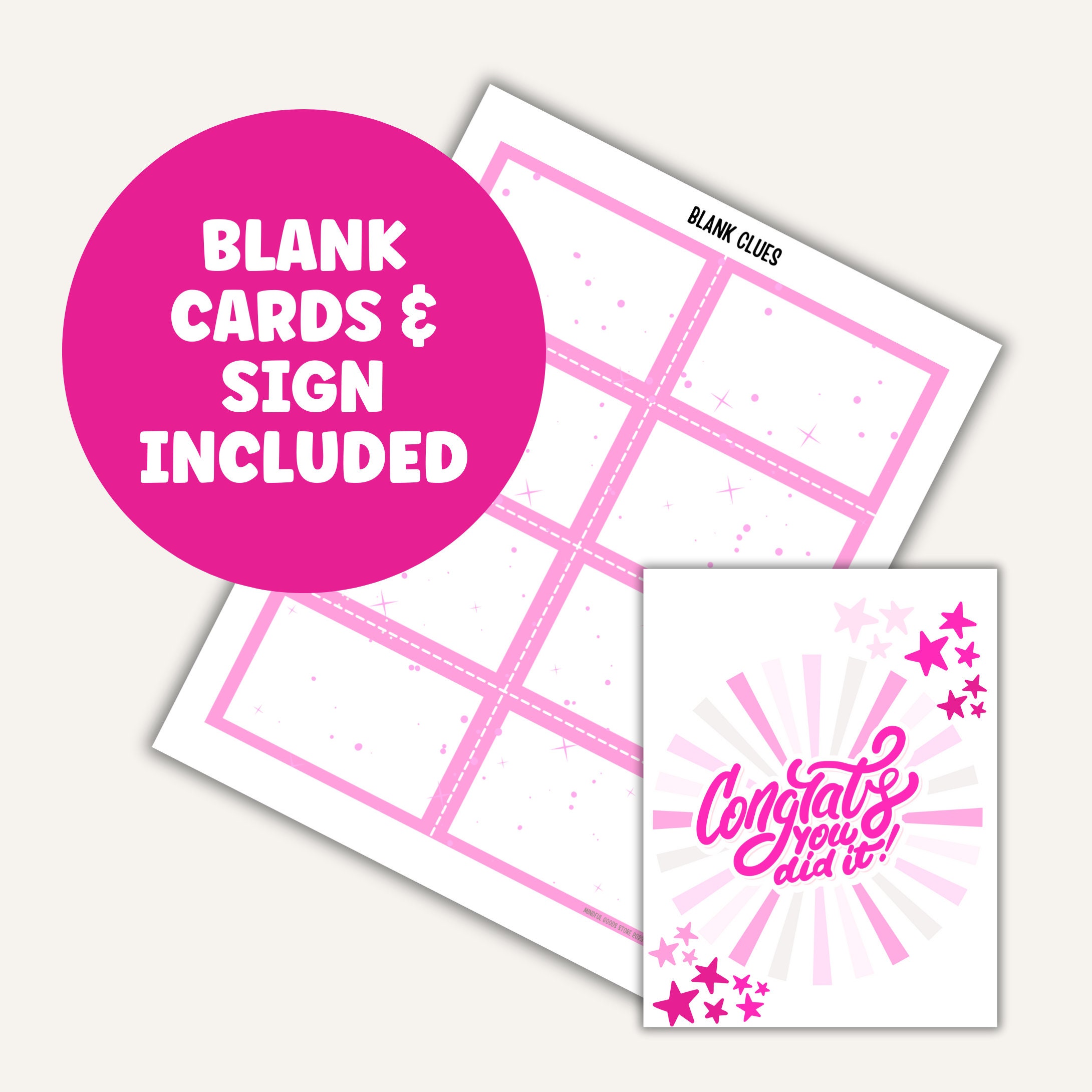 Pink Treasure Hunt, Scavenger Hunt Cards, Indoor, Outdoor, Baby Shower ...