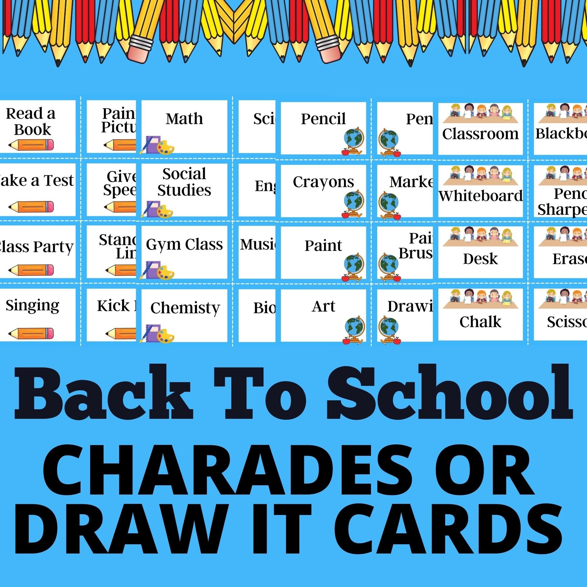 Back to School Charades or Draw It Cards | Instant Digital Download ...