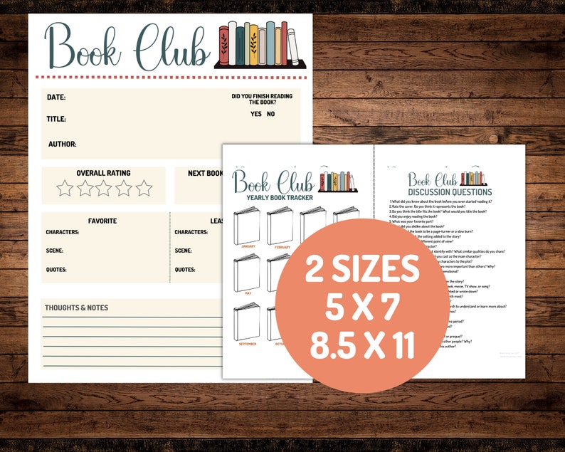 Book Club Journal: Reading Logs, Discussion Questions (printable ...