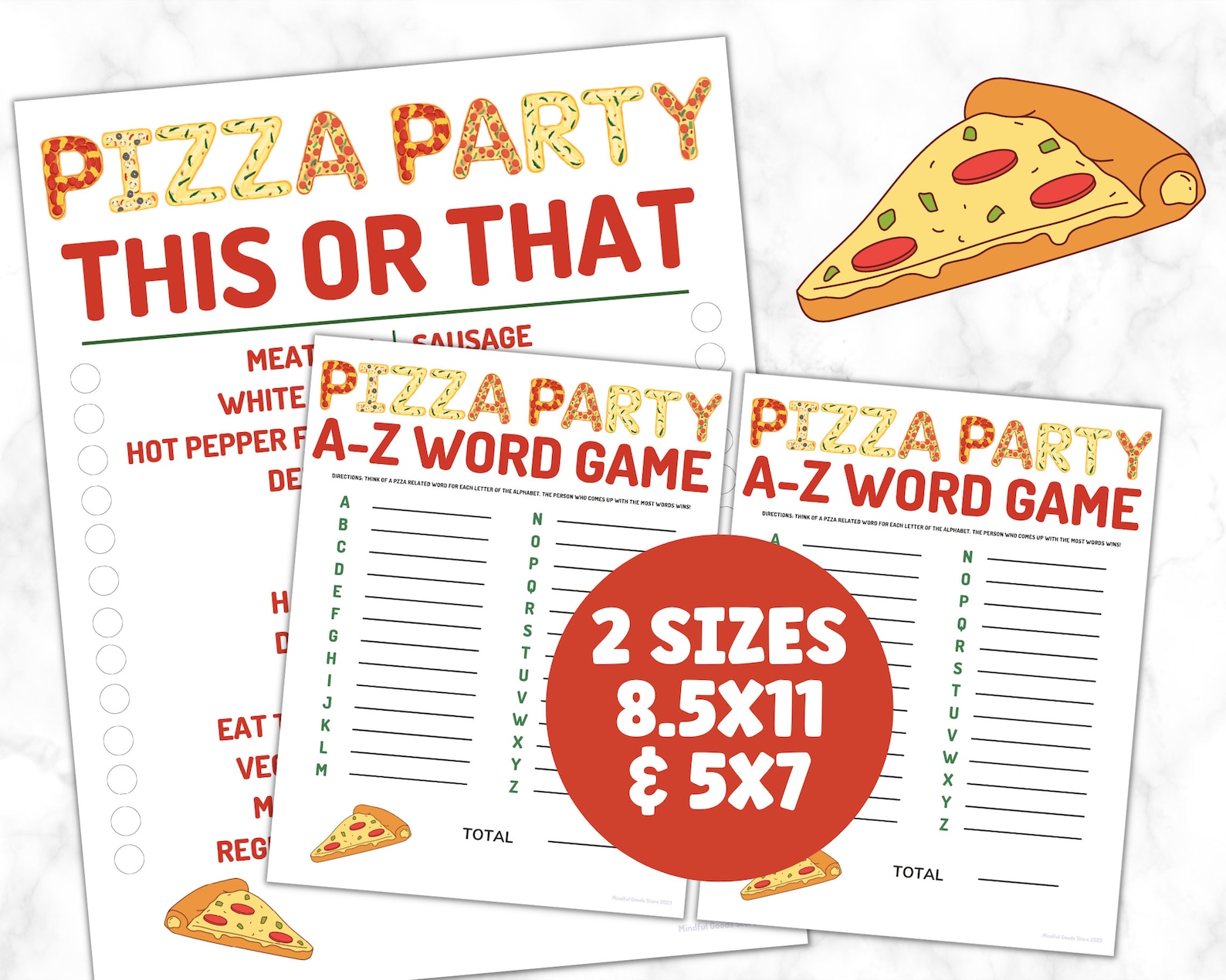 Pizza Party Game Bundle: A-Z, This or That (printable, Instant Download ...