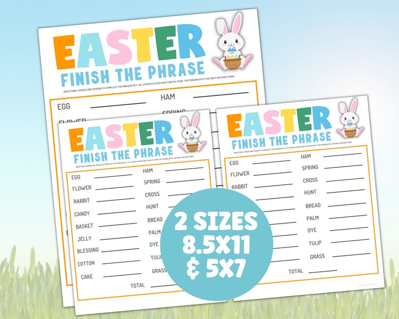 Easter Finish the Phrase Game: Printable Party Activity (instant ...