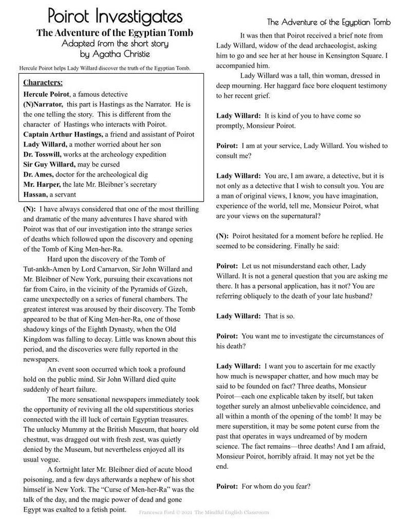 Reader's Theater Script, Agatha Christie, Educational Resources ...